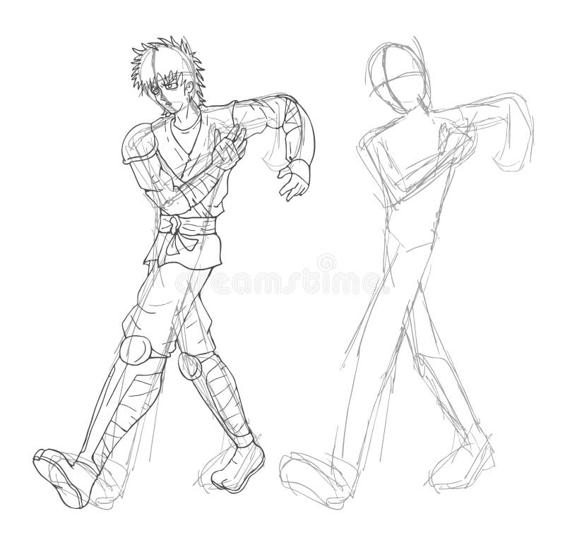 Man walking sketch stock vector. Illustration of warrior - 113961761