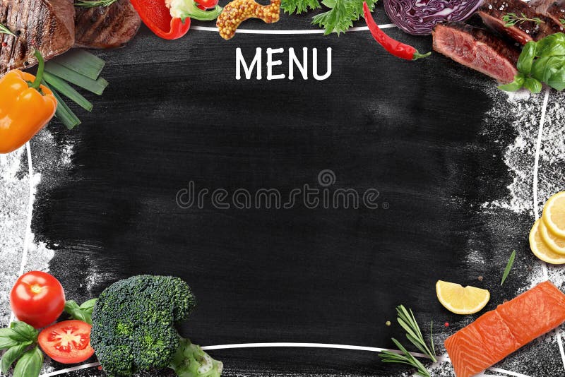 Design of Menu with Black Board and Products, Space for Text Stock ...