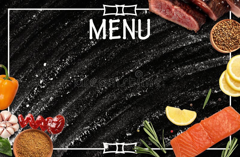 Design of Menu with Black Board and Products, Space for Text Stock ...
