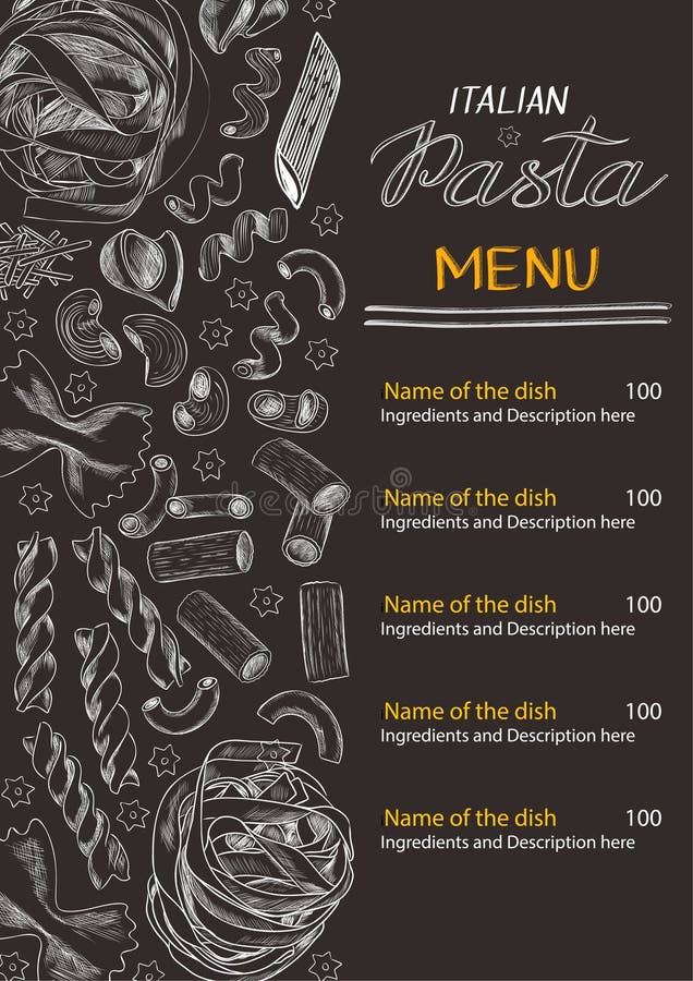 Design menu stock vector. Illustration of macaroni, brochure - 94350119