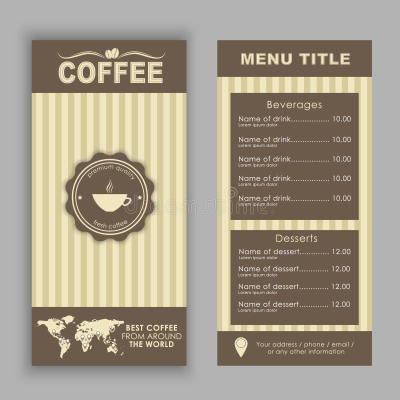 Design a menu for coffee stock vector. Illustration of cover - 55503864