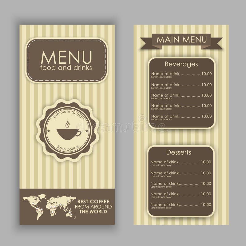 Design a menu for coffee stock vector. Illustration of bistro - 55503865