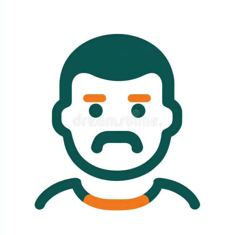 The Design is a Minimalist Icon of a Young Man with a Mustache Who ...