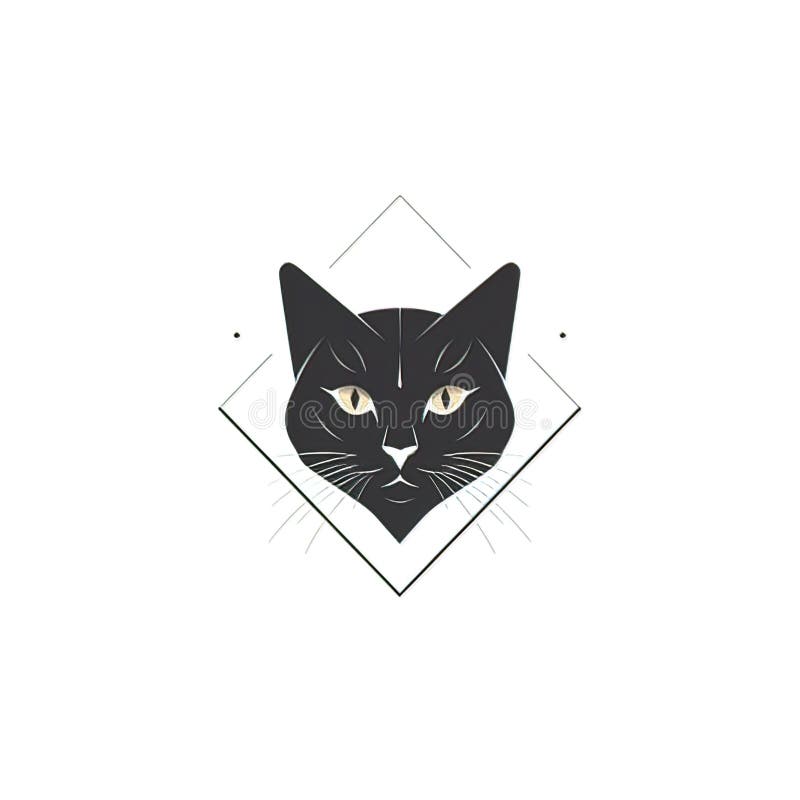 Design of Minimalist Logo Featuring a Cat in Black - Generative Ai Stock Illustration ...