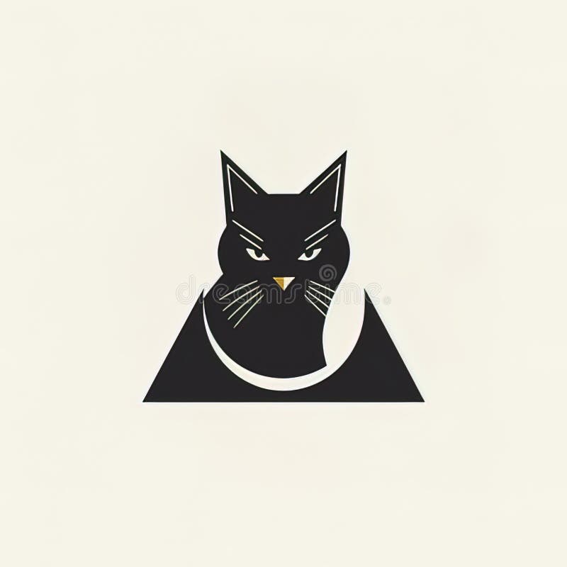 Design of Minimalist Logo Featuring a Cat in Black - Generative Ai Stock Illustration ...