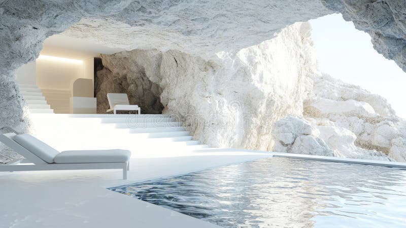 Design of a Minimalist White Architecture Pool Oasis Stock Image ...