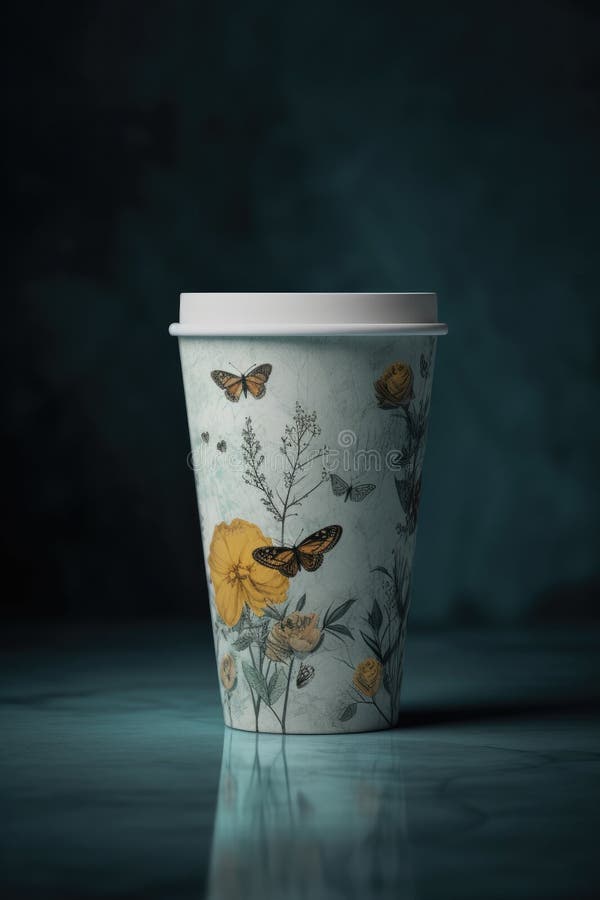 Design Minimalistic a Paper Cup with Spring Theme Stock Illustration ...