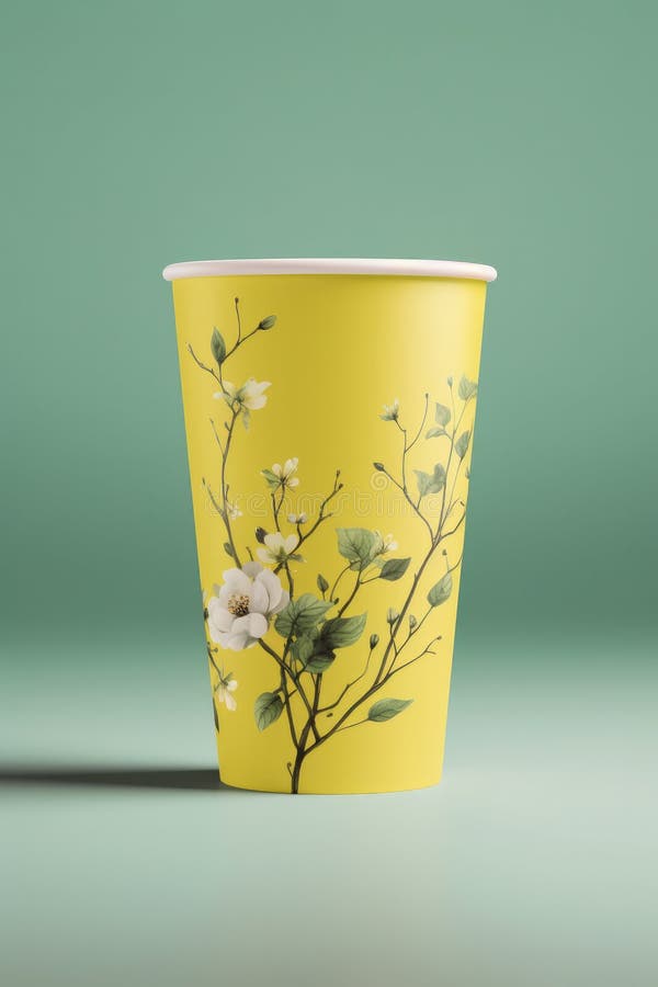 Design Minimalistic a Paper Cup with Spring Theme Stock Illustration ...