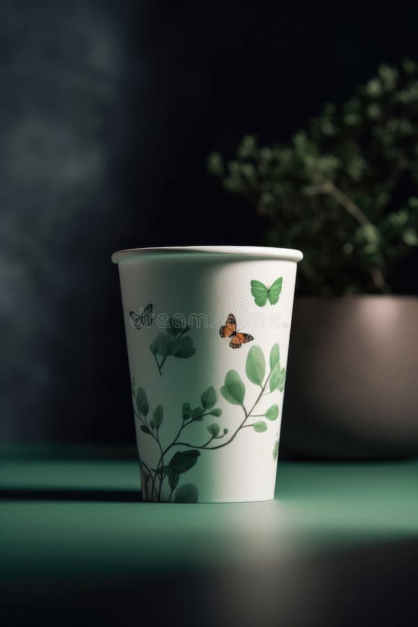 Design Minimalistic a Paper Cup with Spring Theme Stock Illustration ...