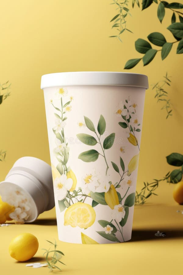 Design Minimalistic a Paper Cup with Spring Theme Stock Illustration ...