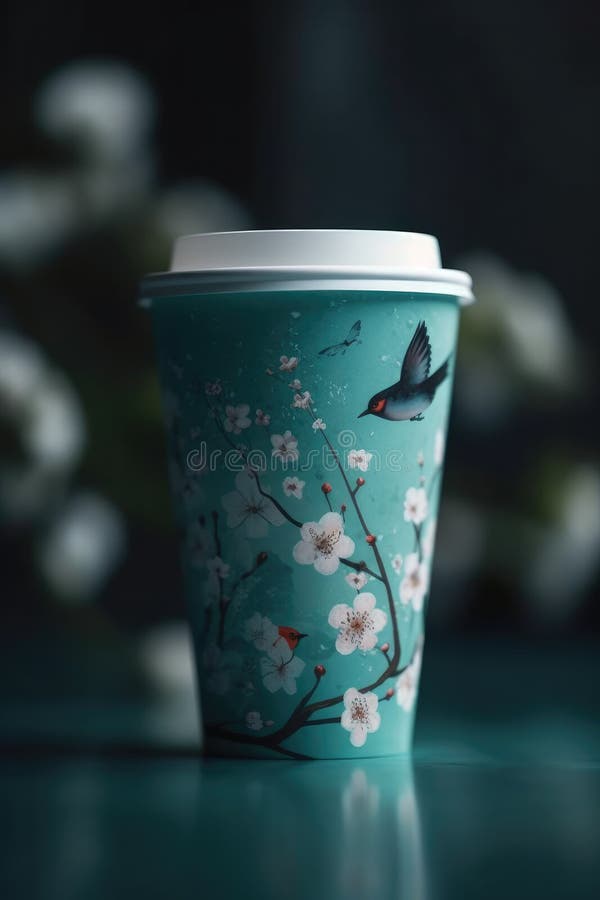 Design Minimalistic a Paper Cup with Spring Theme Stock Illustration ...
