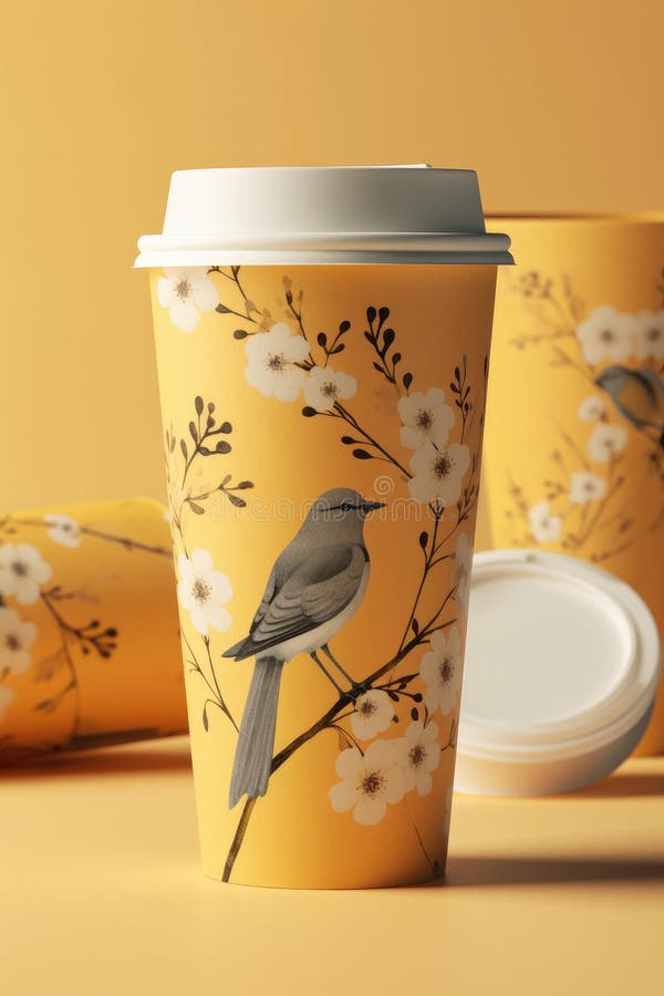 Design Minimalistic a Paper Cup with Spring Theme Stock Image - Image ...