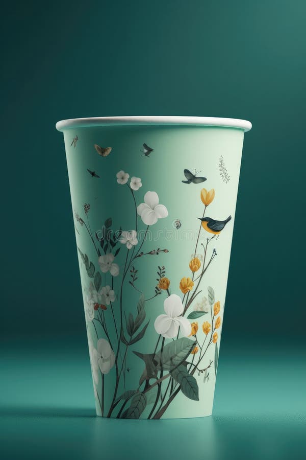Design Minimalistic a Paper Cup with Spring Theme Stock Image - Image ...
