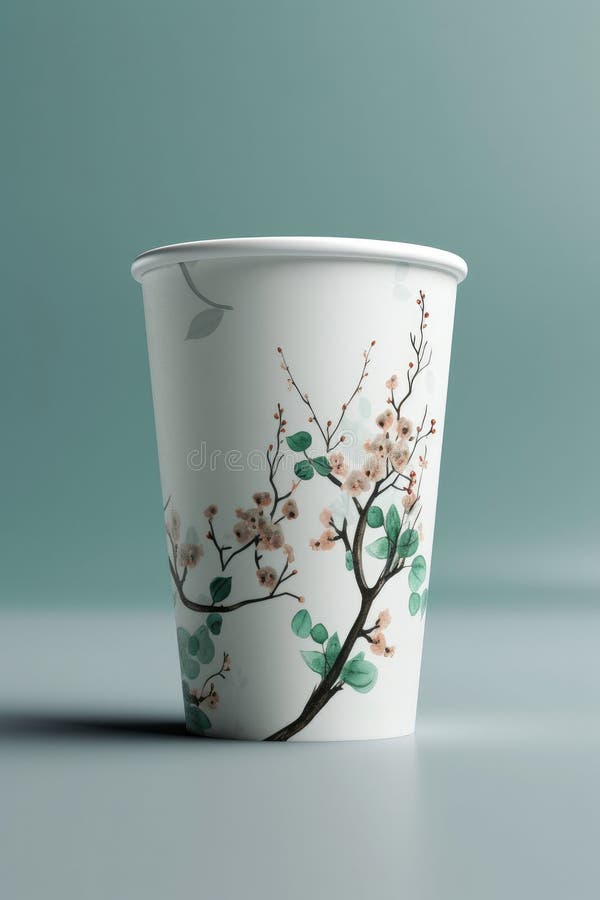 Design Minimalistic a Paper Cup with Spring Theme Stock Image - Image ...