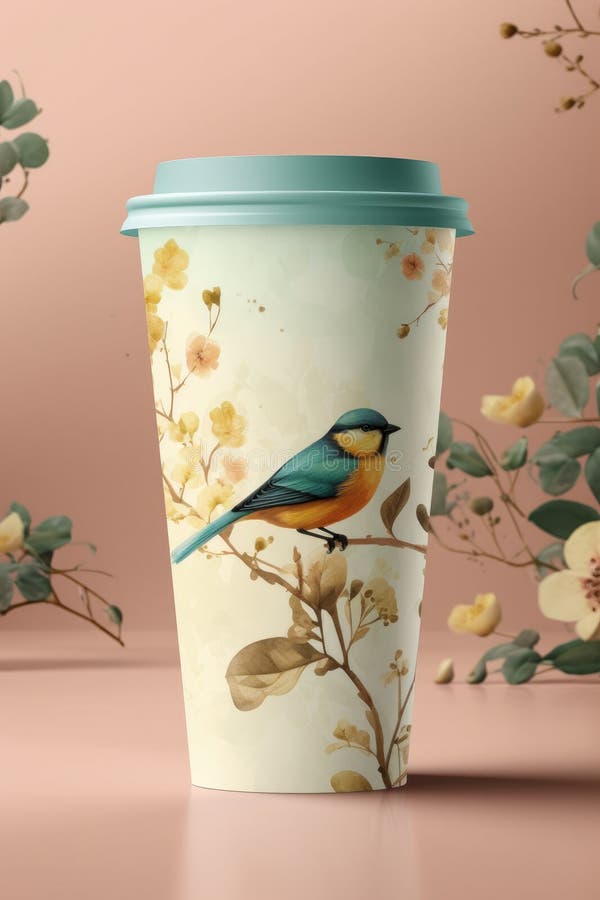 Design Minimalistic a Paper Cup with Spring Theme Stock Image - Image ...