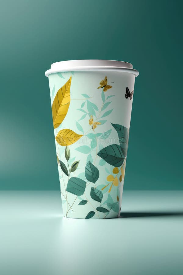 Design Minimalistic a Paper Cup with Spring Theme Stock Illustration ...