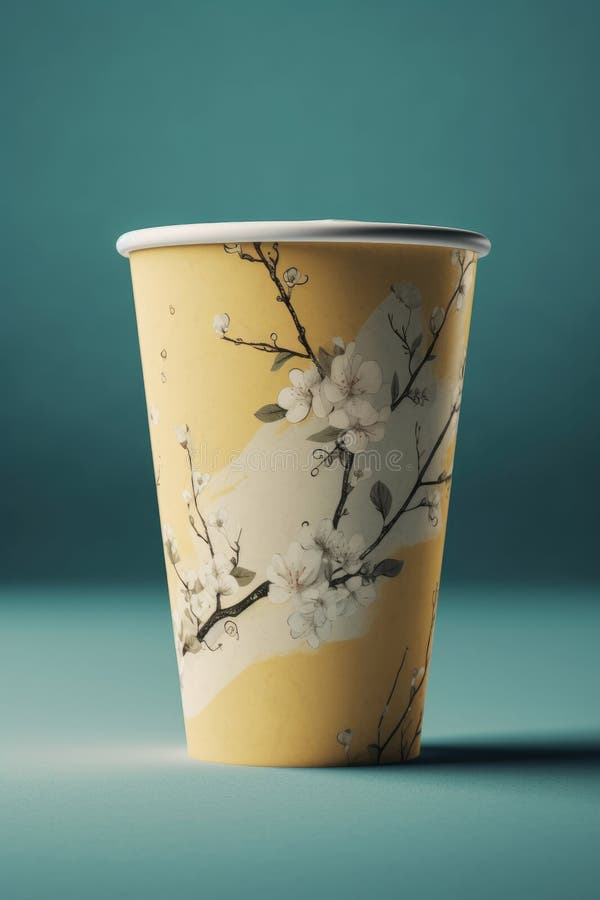 Design Minimalistic a Paper Cup with Spring Theme Stock Illustration ...