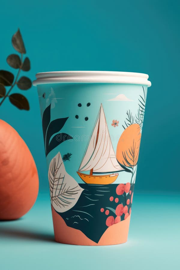 Design Minimalistic a Paper Cup with Summer Theme Stock Photo - Image ...