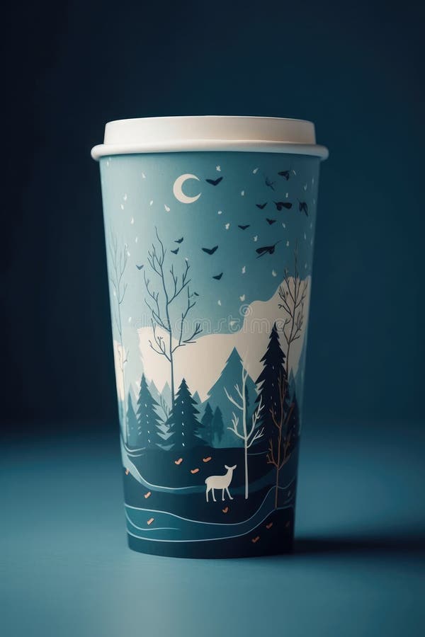 Design Minimalistic a Paper Cup with Winter Theme Stock Illustration ...