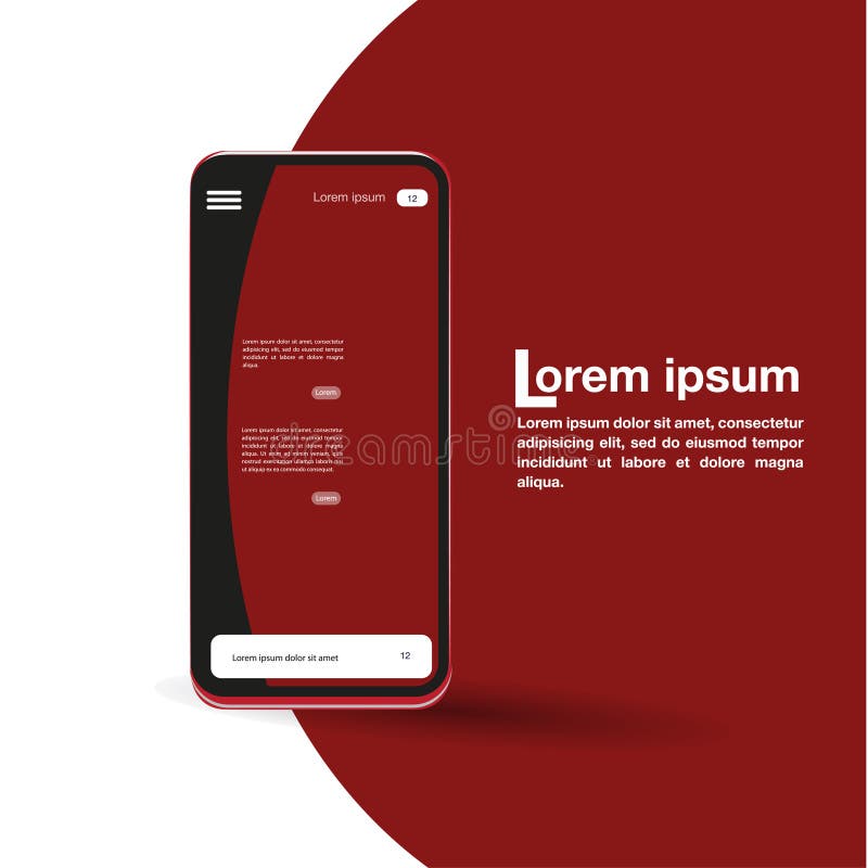 Design a Mobile Application. a New Smartphone. Black and Red Vector ...