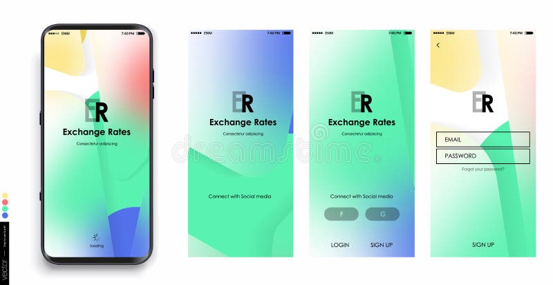 Mobile Screens with UI Set stock vector. Illustration of graph - 238231043