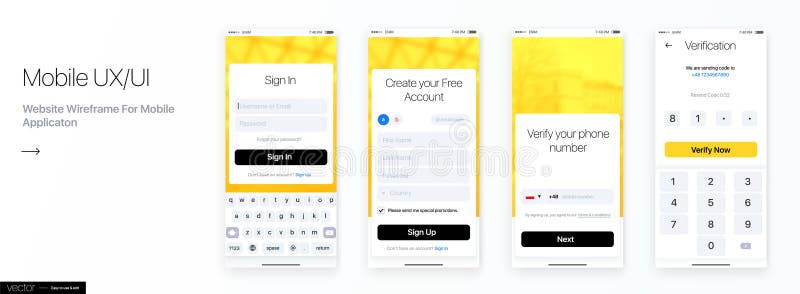 Design Of The Mobile Application Ui Ux Stock Vector Illustration Of Preview Business