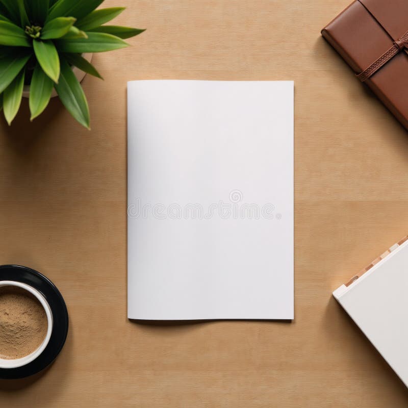 Design Mockup Halffolded A5 Size A4 Brochure Layout on a Wooden Table ...