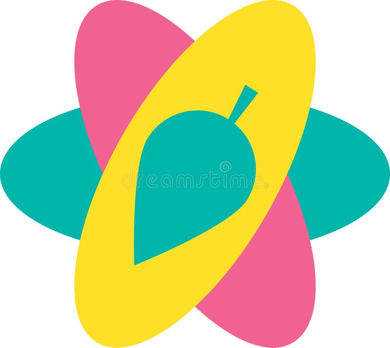Design Mockup Model Atom with Leaf in Center Icon Stock Illustration ...