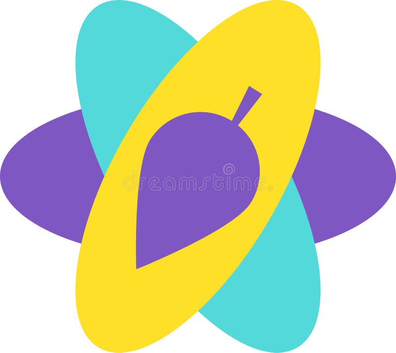 Design Mockup Model Atom with Leaf in Center Icon Stock Illustration ...