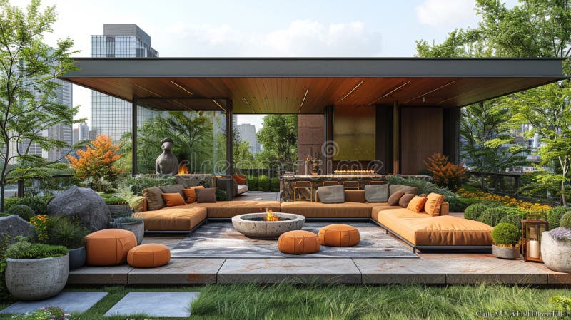 Design a Modern Luxury Rooftop Open Garden Stock Photo - Image of ...