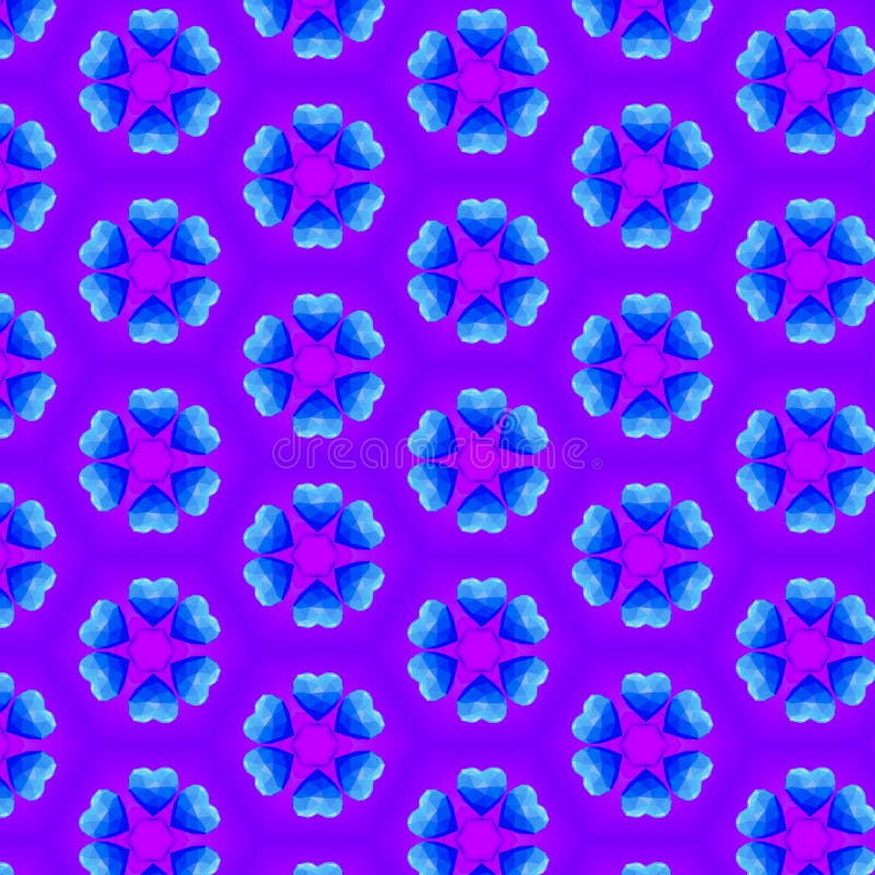 Design of Motive Pattern with Blue Polygonal Heart, Stars and Abstract ...