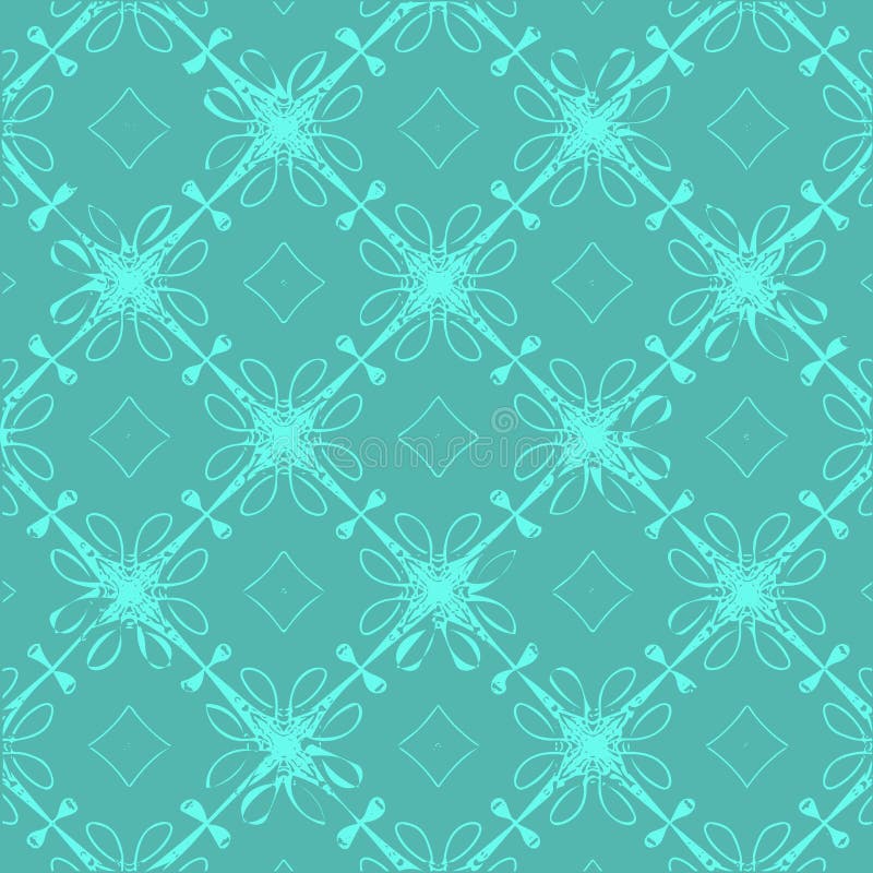 Design of Motive Pattern with Ornamental Turquoise Forms, Stars and ...