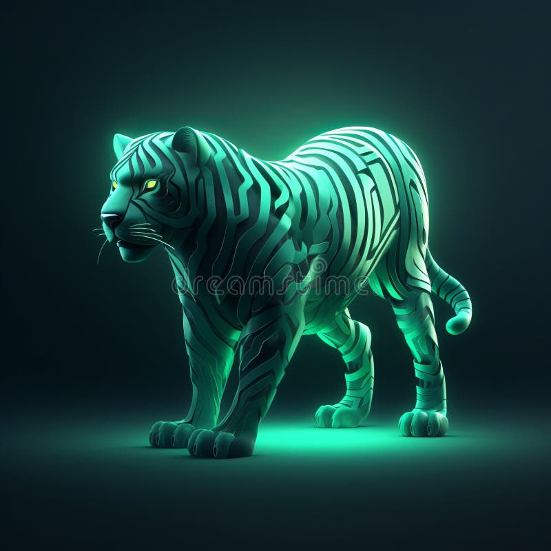 Design of Mystical Green Tiger Logo Stock Illustration - Illustration ...