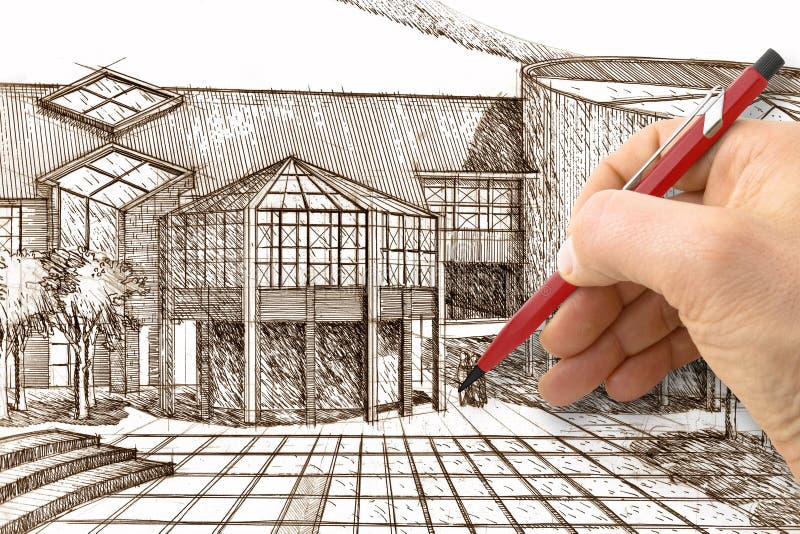 Design a New Building - Engineer-architect Drawing with a Pencil a ...