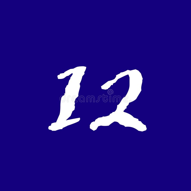 Design Number 12 in Blue on a Black Square Background Stock ...