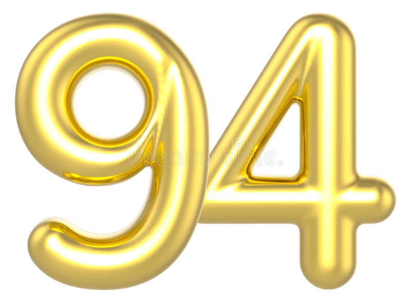 94 Number Gold 3D Render with White Background Stock Illustration ...