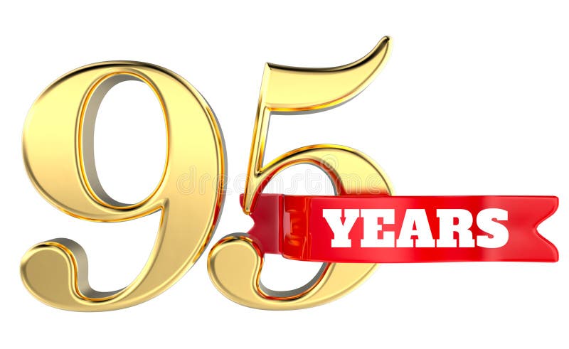 95 Number Gold 3D Render with White Background Stock Illustration ...