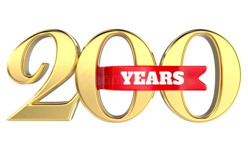 200 Number Gold 3D Render with White Background Stock Illustration ...