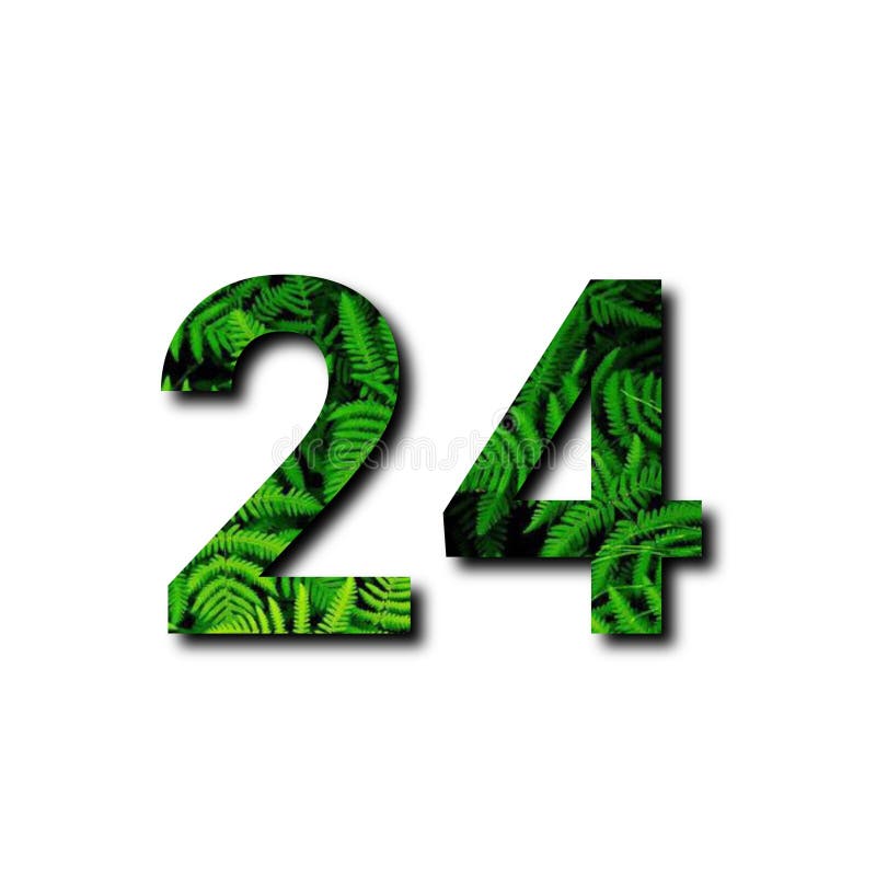 Design Number with Leaf Texture on White Background. Stock Illustration ...