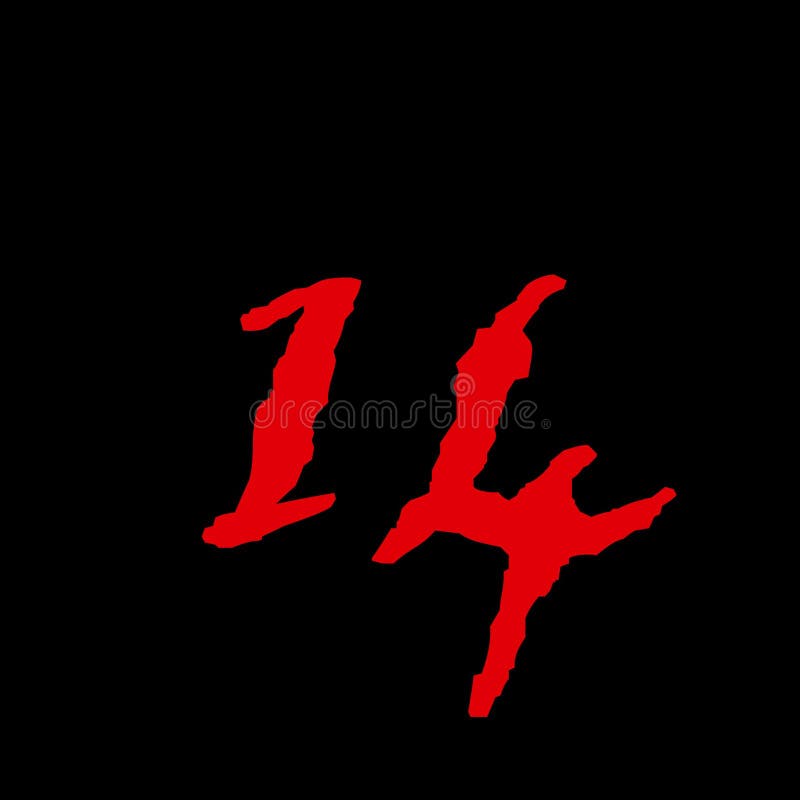 Design Number 14 in Red on a Black Square Background Stock Vector ...