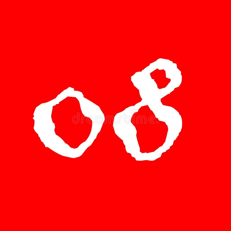 Design Number 08 in Red on a Black Square Background Stock Illustration ...