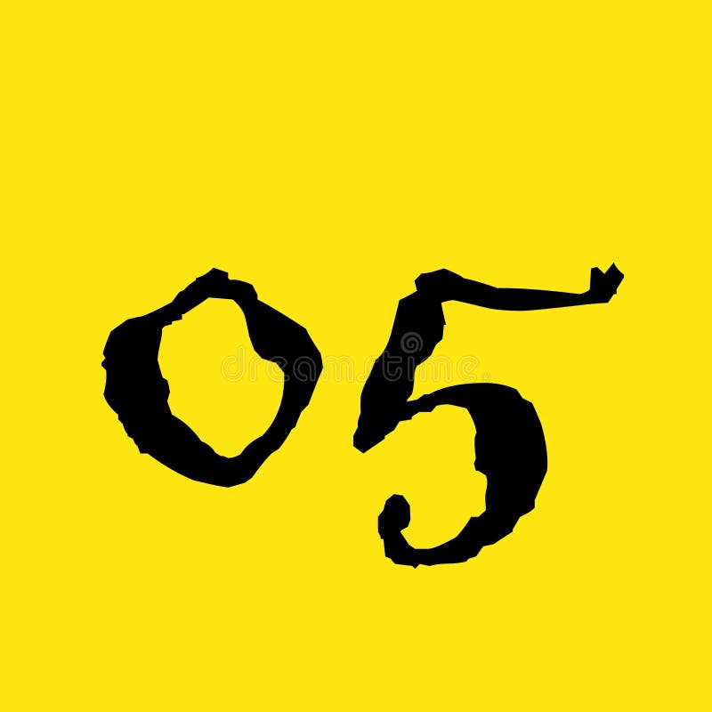 Design Number 05 in Yellow on a Black Square Background Stock ...
