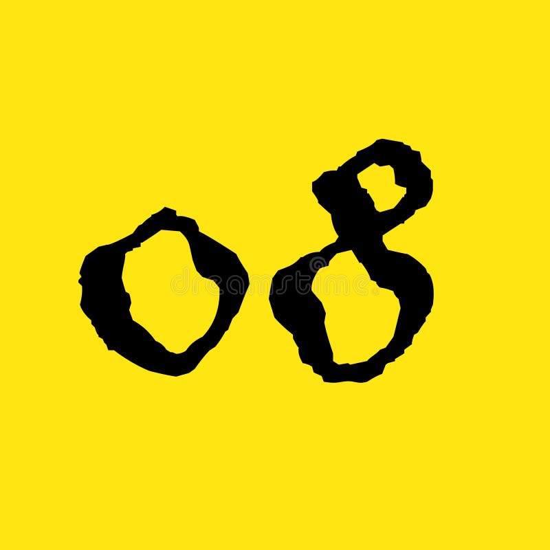Design Number 08 in Yellow on a Black Square Background Stock ...