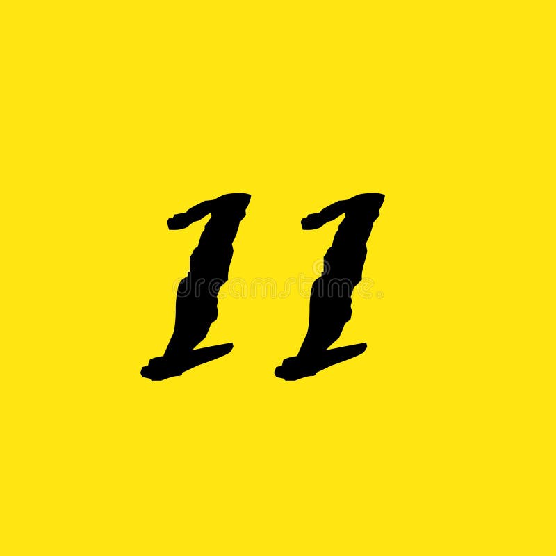 Design Number 11 in Yellow on a Black Square Background Stock ...
