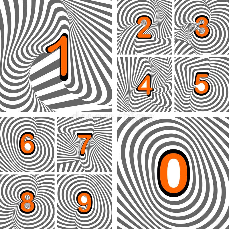 Design Numbers Set. Striped Waving Line Textured F Stock Vector ...