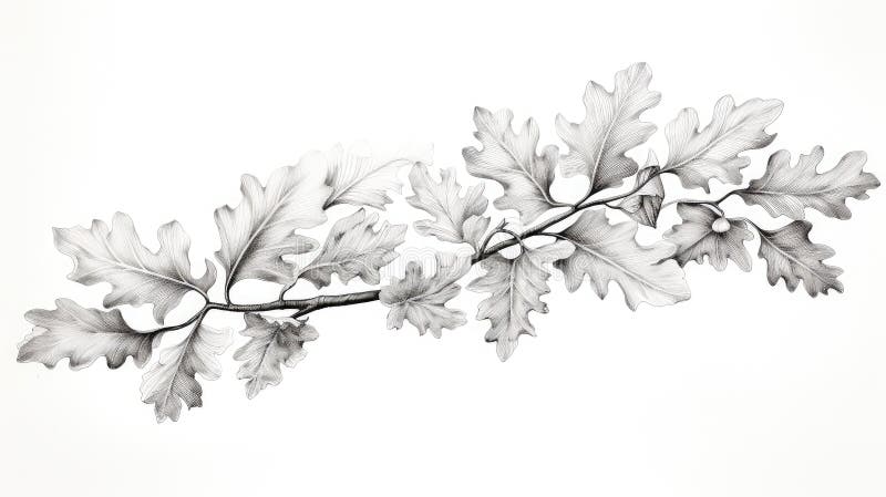 Design Oak Leaf Line Drawing Stock Illustration - Illustration of ...