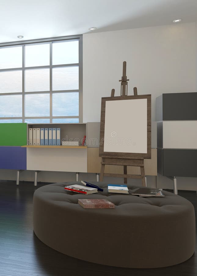 Design Office Interior with an Easel Stock Illustration - Illustration ...