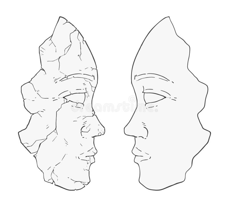Design of old broken mask stock vector. Illustration of broken - 217330619