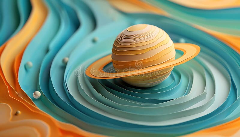 Design a Paper Cut Artwork of Saturn, Emphasizing Its Iconic Rings and ...