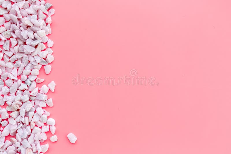 Design with Pebble Frame on Pink Background Top View Space for Text ...